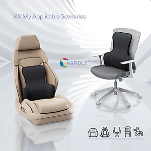 Lumbar Support Pillow Memory Foam Adjustable Back Cushion with Strap for Lower Back Pain Relief- Ideal for Office Chair, Car Seat, Bed, Recliner - Black