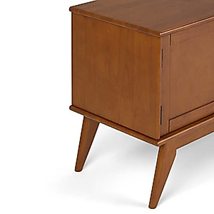 SIMPLIHOME Draper SOLID WOOD Universal TV Media Stand, 60 Inch Wide, Modern Industrial, Living Room Entertainment Center, for Flat Screen TVs up to 70 Inch in Teak Brown