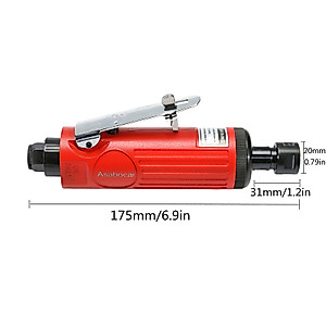 Asabocai 1/4inch Air Powered Die Grinder, Pneumatic Straight Die Grinder with 1/4"(6MM) and 1/8"(3MM) Collets,22000 RPM Rear Exhaust, Compact Size,Polishing Tool