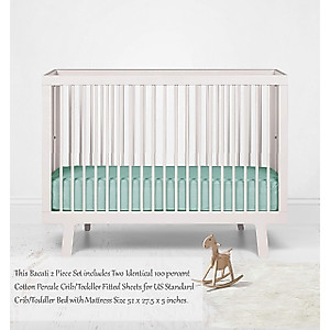 Bacati Solid Mint 2 Pc Cotton Percale Crib Sheets