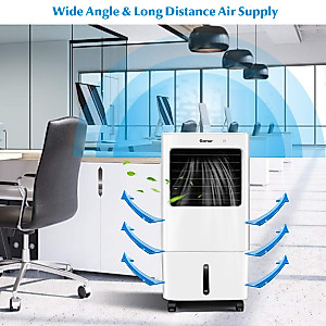 COSTWAY Evaporative Cooler, 3-in-1 Cooler, Fan and Humidifier with 7.5H Timer, 4 Speeds and 3 Modes, Remote Control, Portable Air Cooler with 4 Wheels, 2 Ice Boxes for Home Office