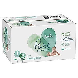 Diapers Newborn/Size 1 (8-14 lb), 74 Count - Pampers Pure Protection Disposable Baby Diapers, Hypoallergenic and Unscented Protection, Super Pack (Old Version)