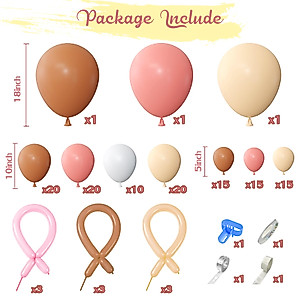 Boho Daisy Flower Balloon Garland Arch Kit, Dusty Pink Nude Blush Brown Long Twisting Balloons for Two Groovy Engagement Anniversary Girls Baby Shower Birthday Rainbow Bridal Party Decorations