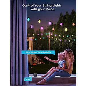 Govee Outdoor String Lights, 96ft RGBIC Outdoor Lights with 30 Dimmable IP65 Waterproof Warm White LED Bulbs, 2 Ropes of 48ft Smart Outdoor String Lights Work with Alexa for Dating, Party, Wedding