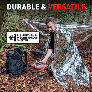 72 HRS MIL-SPEC Emergency Space Blankets – Mylar Survival or Emergency Thermal Blankets for Camping, Hiking, Marathon, First Aid, Emergency Preparedness, Extreme Weather, Shelter (12-Pack)