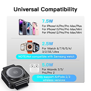 JARGOU 3 in 1 Wireless Charger, Fast Charging Station, only Applicable for iPhone Models Below 14