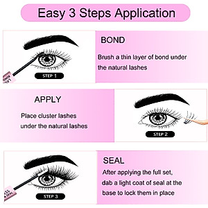 Lash Extension Kit 20D+40D Lash Clusters Kit Lash Bond and Seal Waterproof Individual Lashes Kit DIY Lash Extension Kit Lash Tweezers Eyelash Extension Kit (Set 20D+40D-0.07D-9-16Mix)