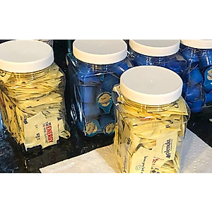 Lawei 6 Pack Square Plastic Jars with Lids, 30 Oz Clear Rectangular 4-Cup Containers with Easy Grip Handles, Wide Mouth Plastic Canisters for Dry Food, Cookies, Peanut Butter, Honey and Jam Storage