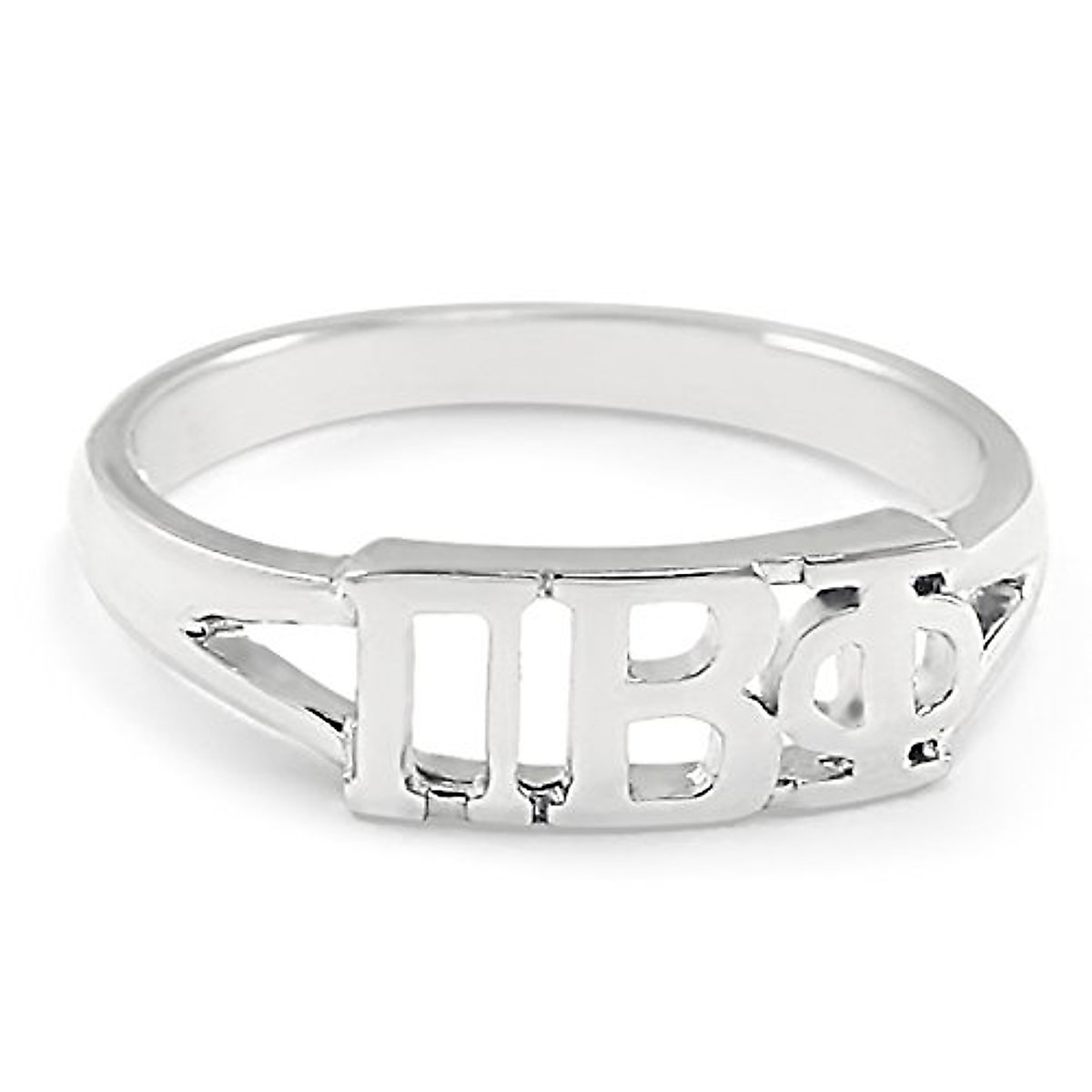 The Collegiate Standard Sterling Silver Pi Beta Phi ring with cut-out letters size 7