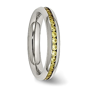 IceCarats Stainless Steel 4mm Yellow Cubic Zirconia CZ Ring November Birthstone Jewelry Size 8