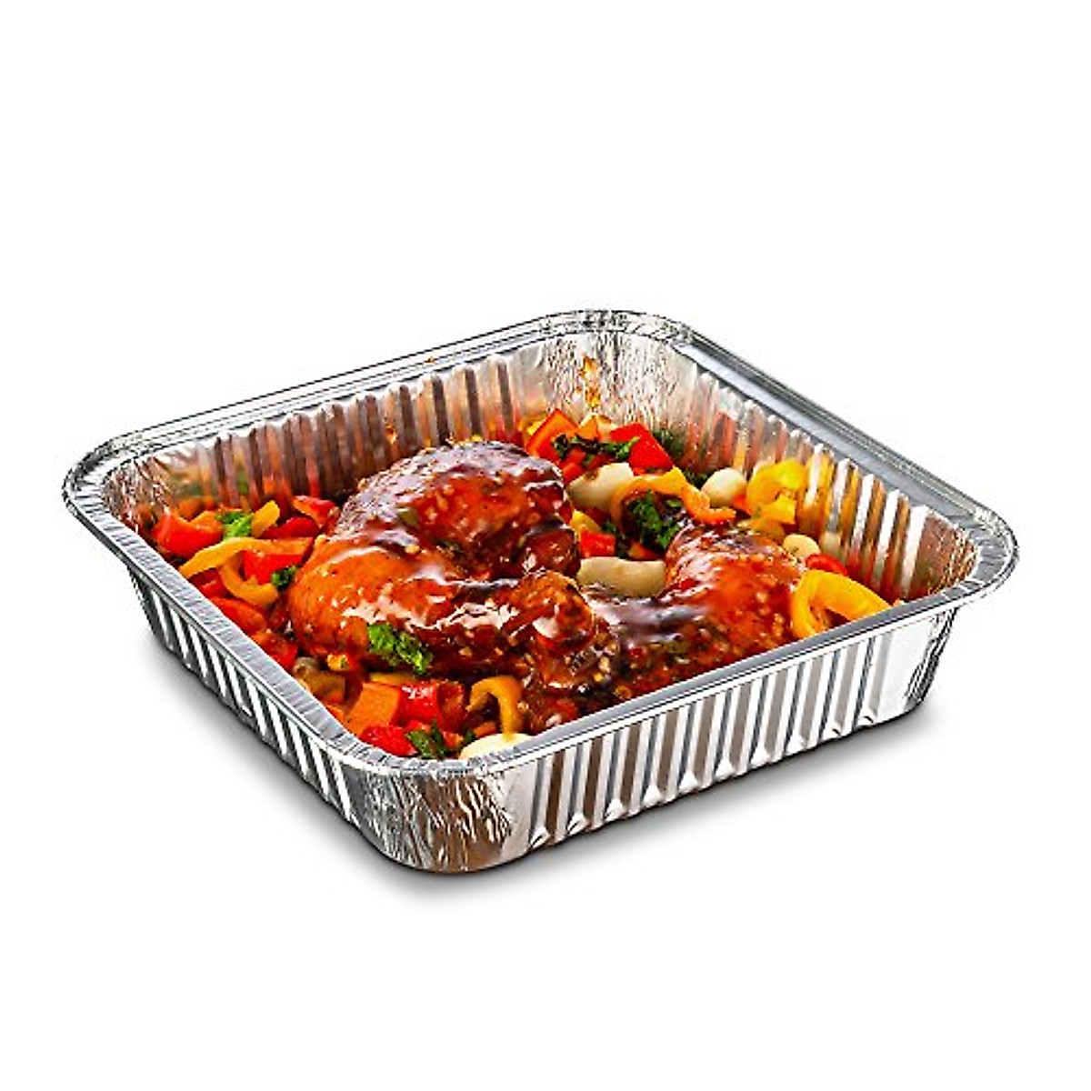 [20 Pack - 8"x8"] Propack Disposable Aluminum Foil Meal Prep Cookware Square Pans, Oven, Toaster, Grill, Cooking, Roasting, Broiling, Baking, Event, Take Out, Restaurant