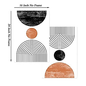 Mid Century Geometric Wall Art Boho Abstract Wall Art Canvas Mid Century Modern Prints Mid Century Pictures Boho Paintings Artwork for Living Room Bedroom Decor 16x24 Inch (set of 2) Unframed