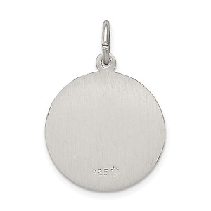 Solid 925 Sterling Silver Vintage Antiqued Catholic Patron Saint Martha Pendant Charm Medal - 25mm x 20mm