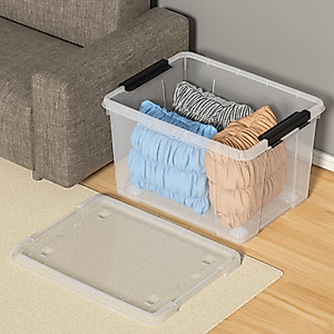 Vadidiya 50 Quart Large Clear Storage Box with Wheels, 4-Pack Clear Plastic Storage Bin with Lids