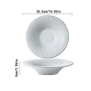 EERINESS Dinner Plates Soup Bowls Japanese-style Household Ramen Large Soup Bowl Deep Plate Ceramic Fruit Salad Bowl Dessert Bowl Tableware Ramen Bowl (Color : A, Size : Medium)