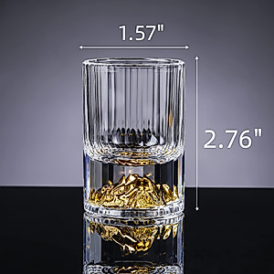 soyatak Shot Glasses 2 oz, Tequila Shot Cups Shot Glass Set Decorated with 24K golden hill, Funny Shot Cups,Crystal glasses for Decor(set of 2)