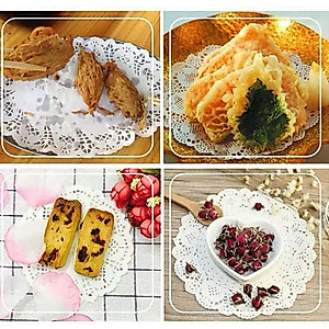 100PCS White Lace Paper Doilies for Wedding, Birthday, Cakes, Desserts, Light Brown Doilies for Food, Formal Events（10.5 inch Round ）