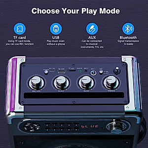 HWWR Karaoke Machine with 3 Wireless UHF Microphones for Adults, Portable Bluetooth Speaker, Party Speaker with Disco Lights for Outdoor, PA System Karaoke Speaker Support TWS, Unpowered Cabinets