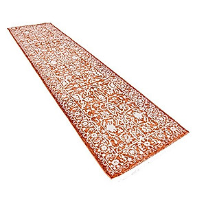 Unique Loom Traditional Classic Intricate Design with Distressed Vintage Detail, Area Rug, 2' 7 x 10' 0 Runner, Terracotta/Ivory
