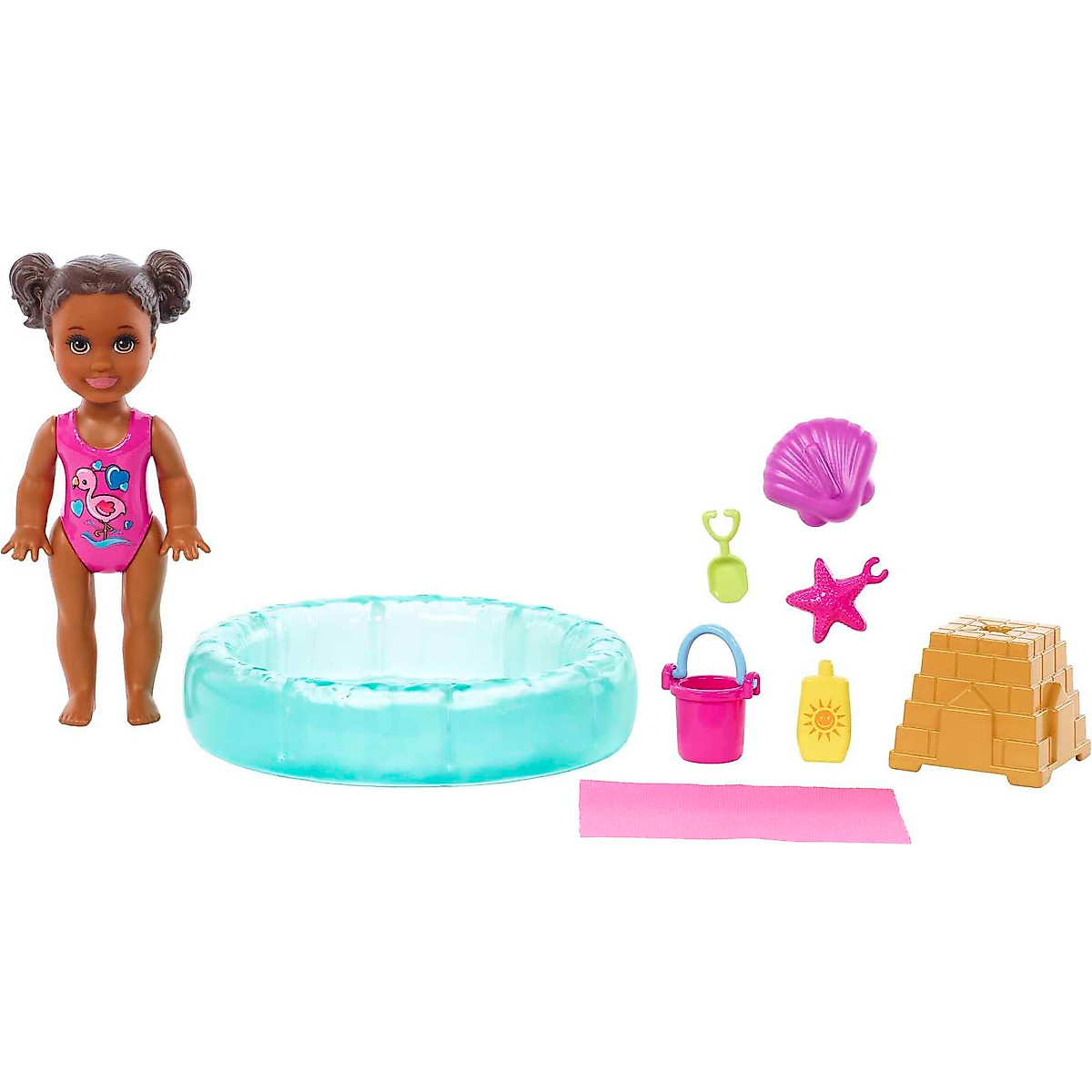 Barbie Skipper Babysitters Inc Small Doll & Accessories Playset with Brunette Doll, Swimming Pool & Water-Themed Pieces