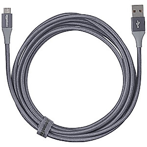 Amazon Basics Double Braided Nylon USB 2.0 A to Micro B Cable, 10 Feet, Dark Gray