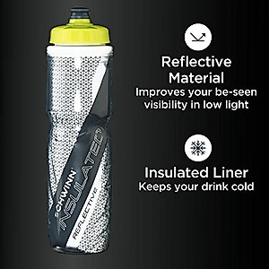 Schwinn Bike Bottle Holder with Reflective Insulated Water Bottle, 26 Oz. BPA-Free Squeeze Sport Bottle and Durable Polymer Cage, Easy To Mount Cycling Accessory