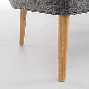 GDFStudio Christopher Knight Home Desdemona Mid-Century Modern Fabric Settee, Light Gray, Natural Finish