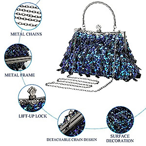 Tanpell Womens Sequins Clutch Bag Fashion Diamond Evening Handbag Bridal Purse for Wedding Party (Peacock Green)