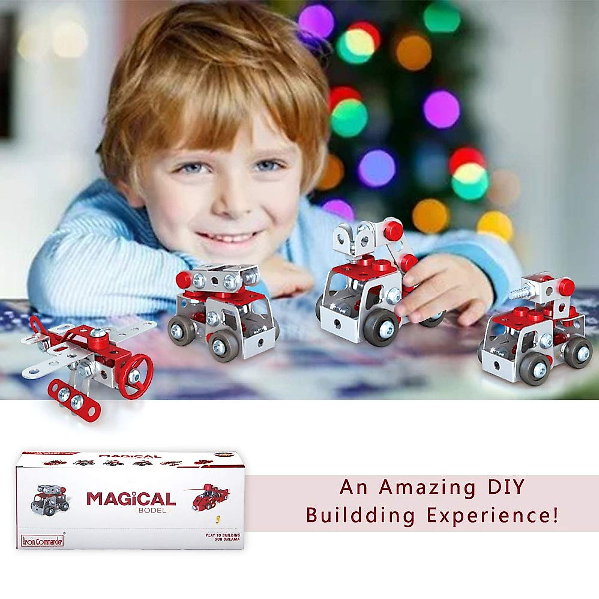 IRON COMMANDER Mini Erector Sets Metal Building Blocks Learning Set - Build Your Own Micro Model Car Kit STEM Toys Kits Erector Sets for Kids 8+ Year Old (Fire Trucks Series)