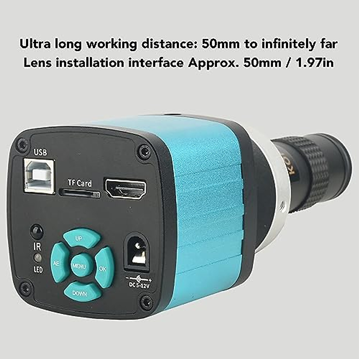 Microscope Camera, Portable 2MP Aluminum Alloy 4K Video Industrial Microscope Camera 1080P 100‑240VAC 130X for Home (US Plug)