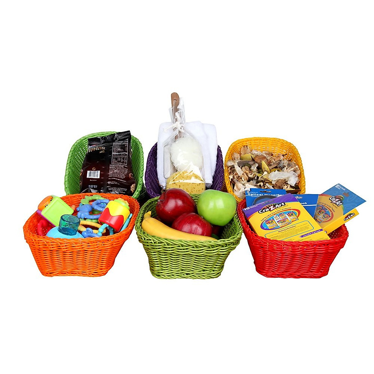 Colorbasket 31404-202 Waterproof Rectangular Utility Basket, Dishwasher Safe, Shelf Storage, Hand Woven, Set of 3, Lime Green