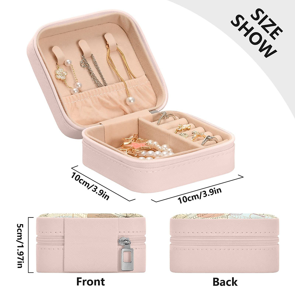 linqin Travel Jewelry Box Organizer Maple Leaves Portable Jewelry Storage Box Case for Earring Rings Necklace Bracelets Accessories Gifts for Women Gis Wife Daughter