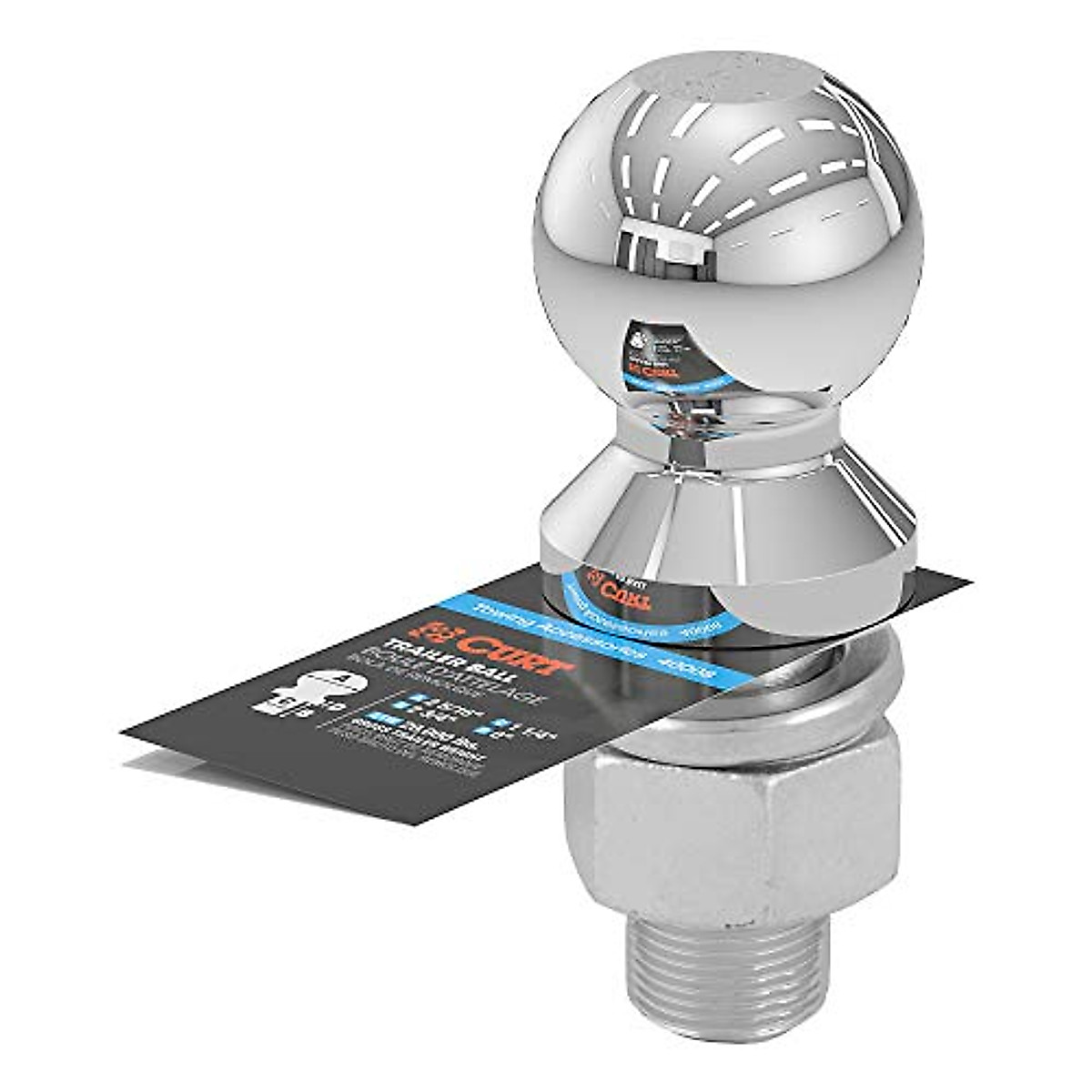 CURT 40008 Chrome Trailer Hitch Ball, 20,000 lbs, 2-5/16-Inch Diameter, 1-1/4 x 2-3/4-Inch Shank