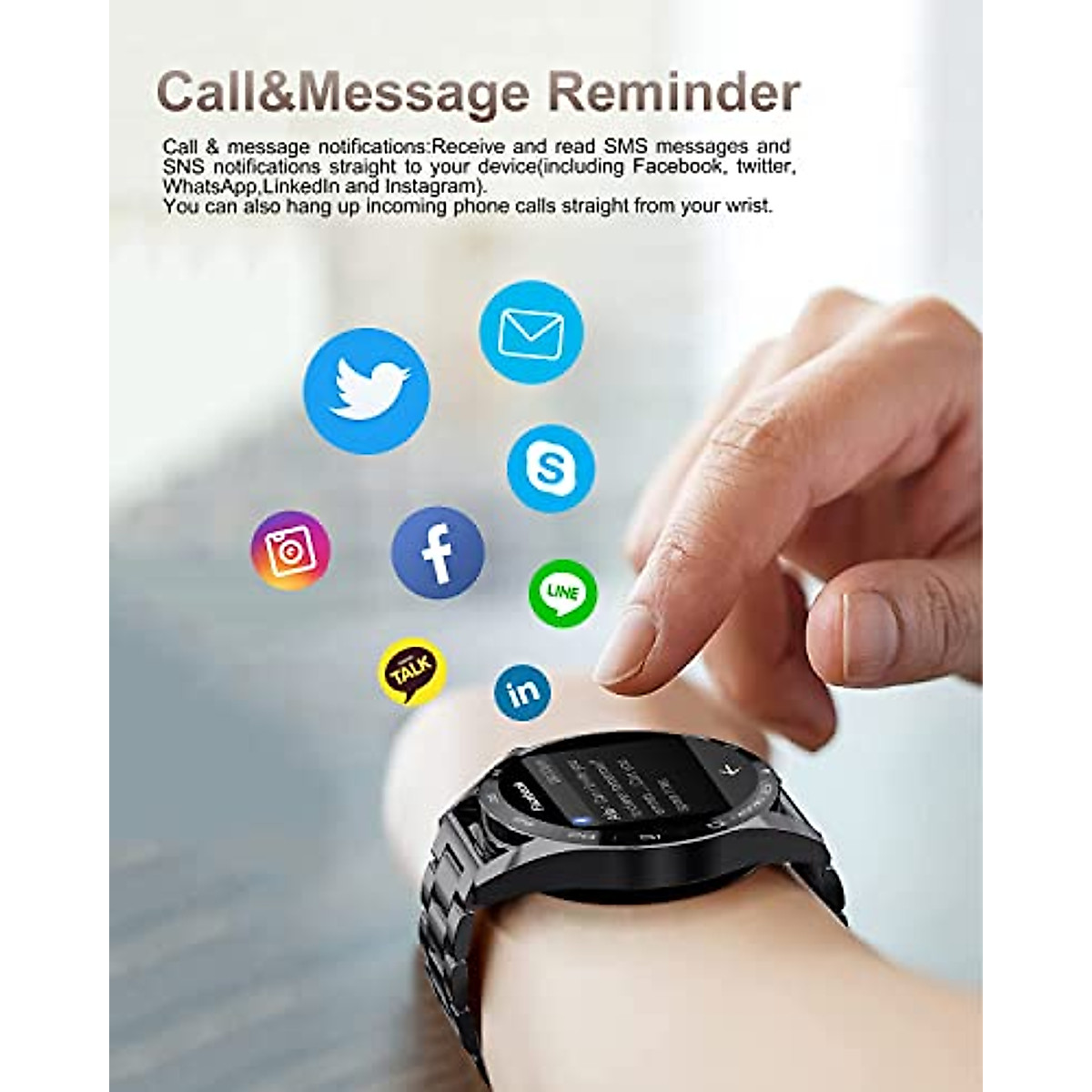 LIGE Smart Watch for Men Bluetooth Call Answering, Fitness Tracker Watch with Heart Rate/BP/Sleep Monitor Step Counter, 2023 1.3'' HD Full Touch Screen Waterproof Smartwatches for iPhone Android Black