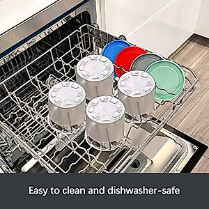 Omnikit Containers Replacement for Ninja Creami Pints and Lids - 4 Pack, 16oz Cups Compatible with NC301 NC300 NC299AMZ Series Ice Cream Maker - Dishwasher Safe, Leak Proof Lids Red/Mint/Grey/Blue