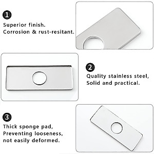 ESFORT 6” Hole Cover Deck Plate Escutcheon for 1 or 3 Hole Bathroom Sink Faucet, Stainless Steel Rectangle