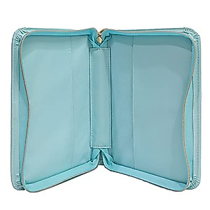 9.6x6.6 Inch Personalized Bible Cover, Custom Bible Cover – Personalized Leatherette Bible Cover and Carrying Case with Handle, Womens Bible Case - Teal (Design 4)