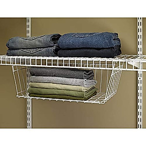ClosetMaid 17 Inch Wide Hanging Basket Wire Shelving Accessory for Closet Shelves, Pantry Organizer, Kitchen, and Bathroom Storage, White (2 Pack)