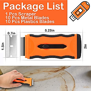 Lconvicely Double Razor Blade Scraper Tool, Cleaning Razor Scraper with 20Pcs Blades, for Cleaning Paint/Labels/Sticker/Stove/Window/Oven/Caulk