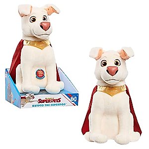 Just Play DC Super-Pets KRYPTO The Superdog Plush, 10.5-inch Talking, Barking, Stuffed Toy Dog, DC League of Super-Pets Movie, Kids Toys for Ages 3 Up