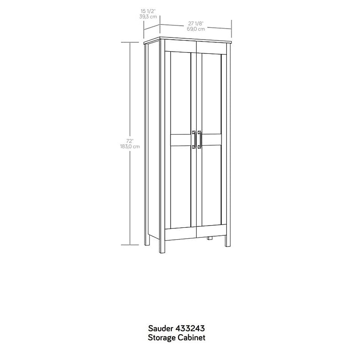 Sauder Engineered Wood 2-Door Storage Cabinet in Raven Oak Finish