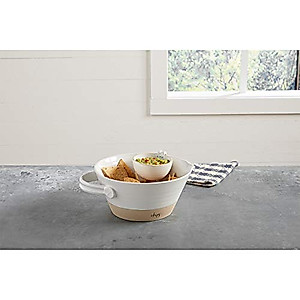 Mud Pie Stoneware Set, chips 5" x 10" dia | dip 2" x 4" dia, White