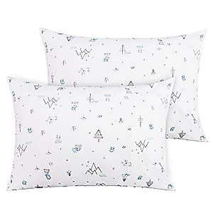 NTBAY 2 Pack 100% Natural Jersey Cotton Toddler Pillowcases, Super Soft and Breathable Thick Fabric Travel Pillow Cases with Envelope Closure for Nursery, 13x18 Inches, Blue Owl