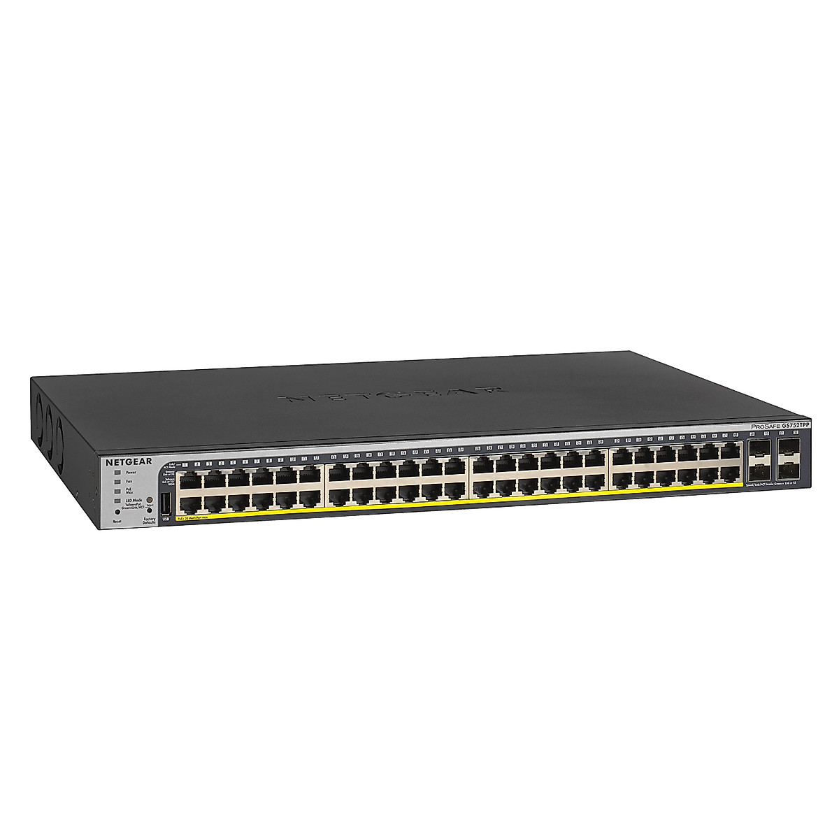 NETGEAR 52-Port Gigabit Ethernet Smart Managed Pro PoE Switch (GS752TPP) - with 48 x PoE+ @ 760W, 4 x 1G SFP, Desktop/Rackmount, and and ProSAFE Lifetime Protection