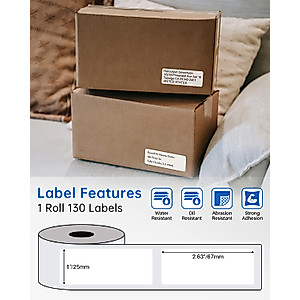 Phomemo Address Labels for M-Series Label Makers, Thermal Mailing Stickers, Easy to Peel Off. White, 1" x 2-5/8", 130 Per Roll, 3 Rolls