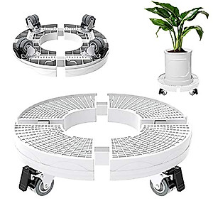 Adjustable Plant Stand (15-20’’) with Wheels Large Potted Planter Plant Stand on Wheels Pound Heavy Duty Plant Dolly Movable Plant Caddy Adjustable Rolling Tray Coaster…