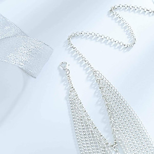 Tgirls Layered Punk Shoulder Chain Sexy Tassel Body Jewelry for Women and Girls (Silver)