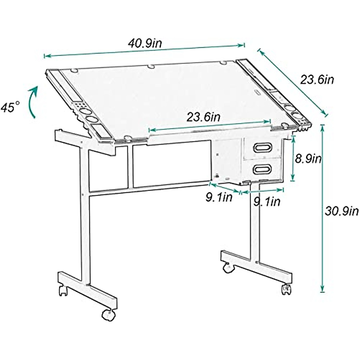 Need Adjustable Drafting Table with Tilted Tabletop, Art Table with 2 Storage Drawers for Writing Art Craft Work Station Black,UT-DT1033-BK-ND