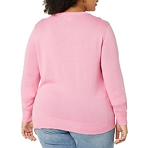 Amazon Essentials Women's Lightweight Crewneck Cardigan Sweater (Available in Plus Size), Pink, Medium