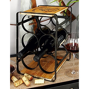Deco 79 Metal Wood Wine Holder, 10 by 13-Inch